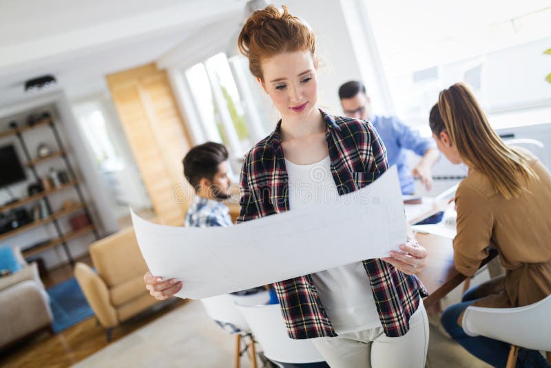 Group of Architects Working on Project Stock Photo - Image of ...