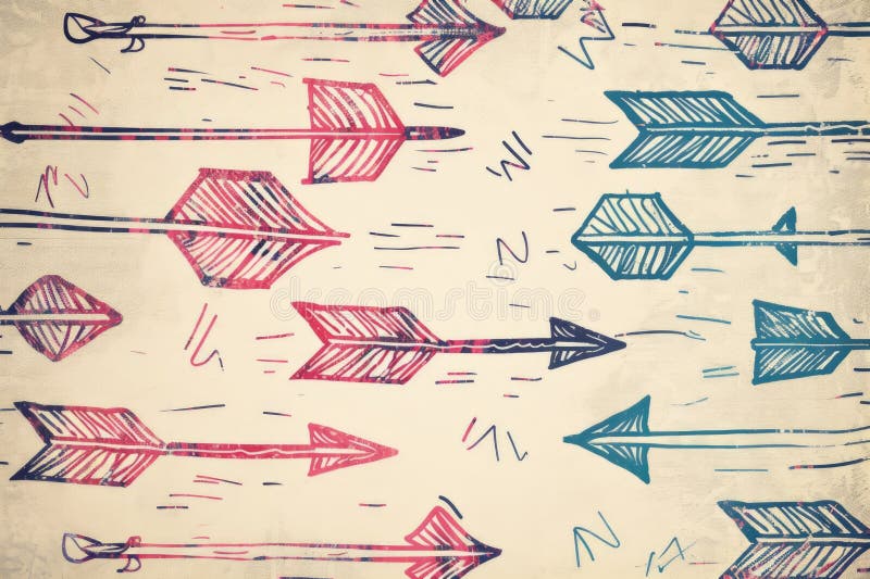 Group of Arrows Drawn on a Piece of Paper, Illustration or Graphic ...