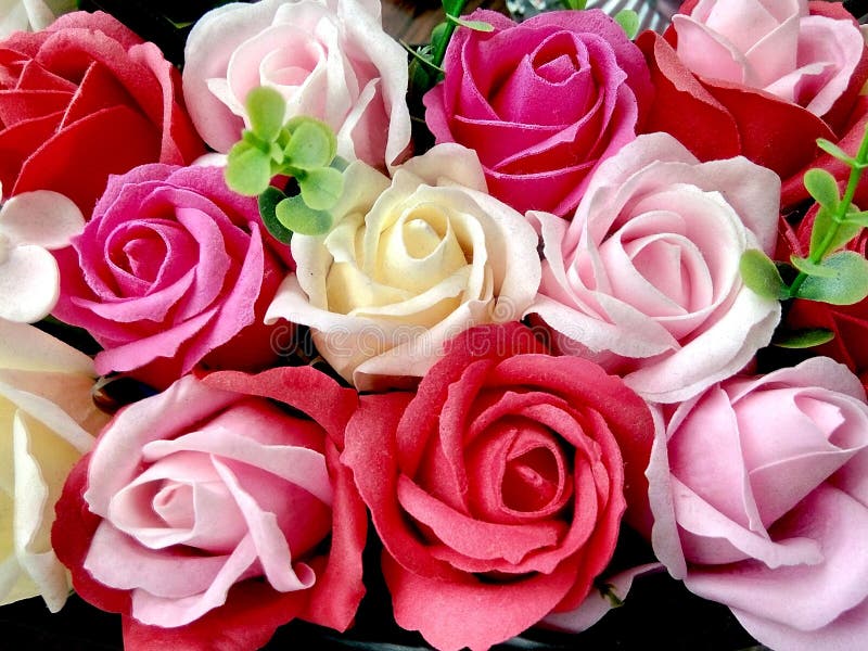 Group of Artificial Roses - Flowers Stock Image - Image of close ...