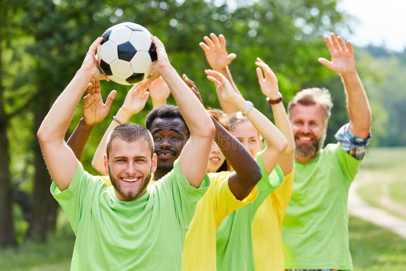 Group As Team at Teambuilding Event Stock Image - Image of football ...