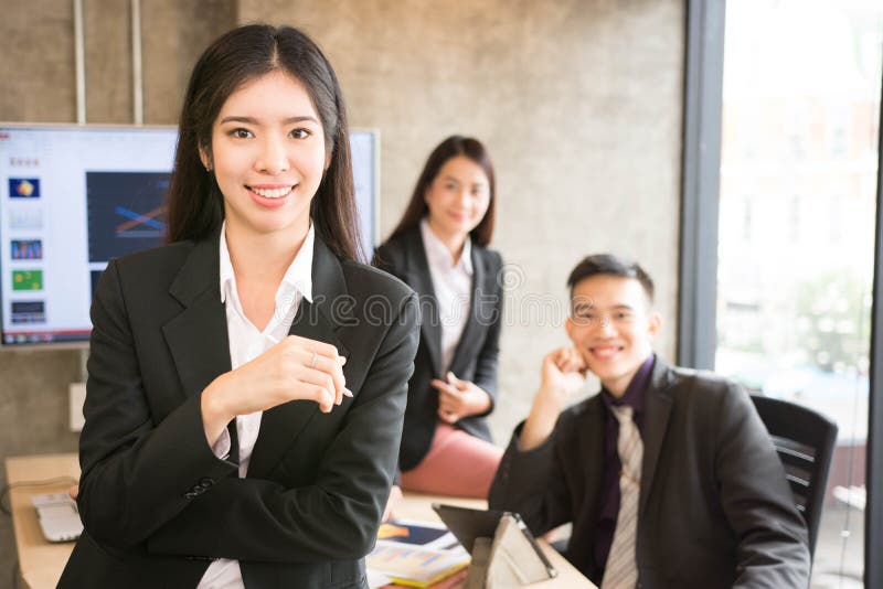 Group of Asian Business in Meeting Room Stock Photo - Image of showing ...