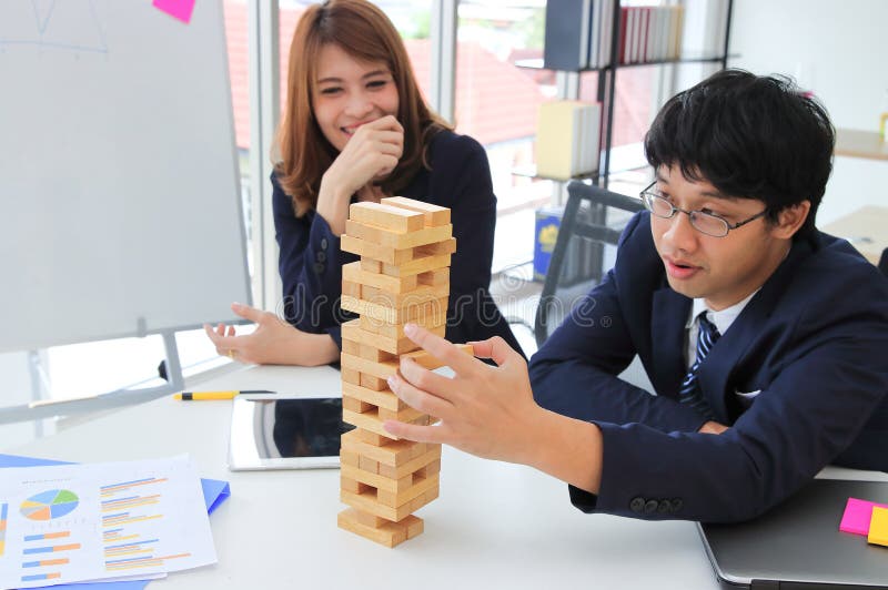 Group of Asian Business People Having Fun Together in Workplace of ...
