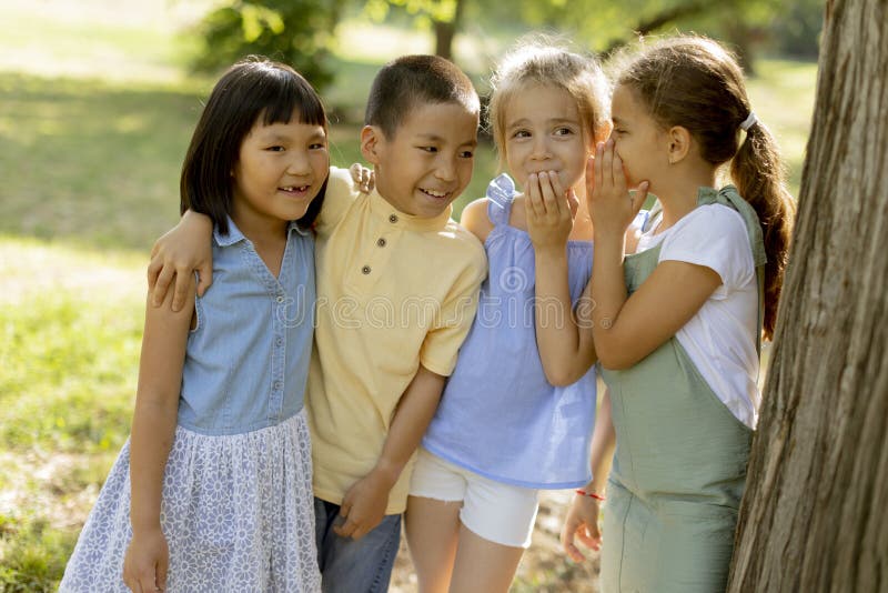 Group of Asian and Caucasian Kids Having Fun in the Park Stock Image ...