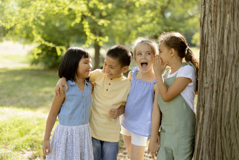 Group of Asian and Caucasian Kids Having Fun in the Park Stock Image ...
