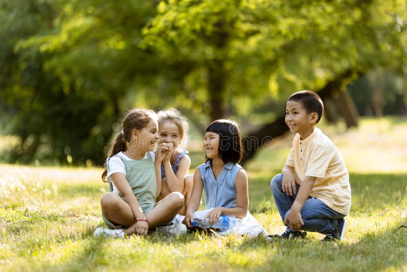 Group of Asian and Caucasian Kids Having Fun in the Park Stock Photo ...