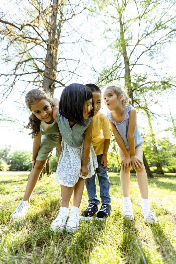 Group of Asian and Caucasian Kids Having Fun in the Park Stock Photo ...