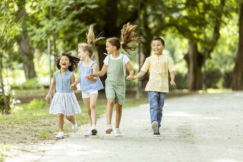Group of Asian and Caucasian Kids Having Fun in the Park Stock Photo ...
