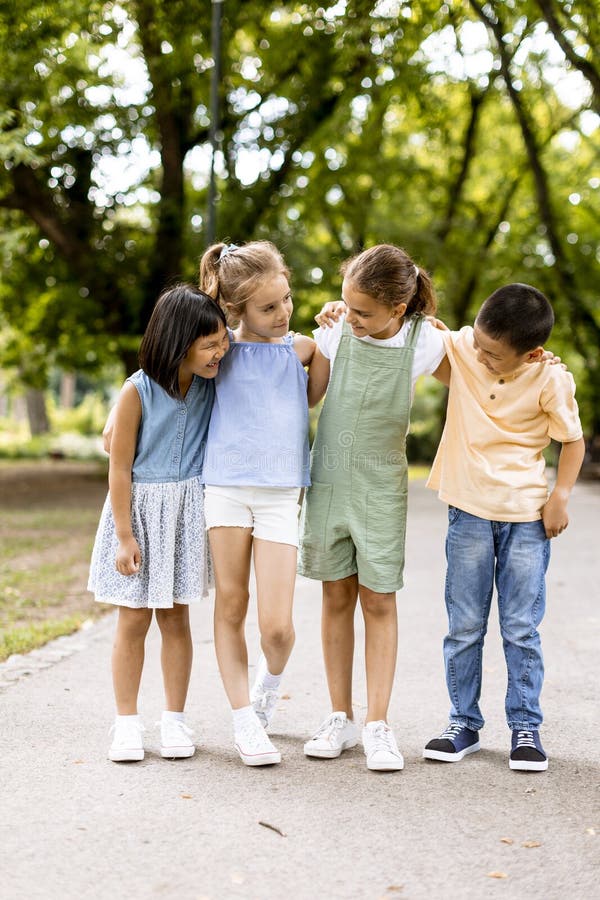 Group of Asian and Caucasian Kids Having Fun in the Park Stock Photo ...