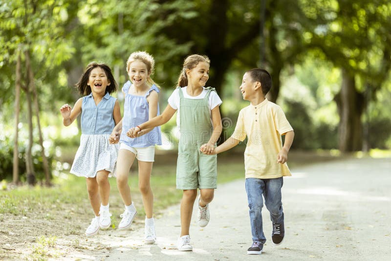 Group of Asian and Caucasian Kids Having Fun in the Park Stock Photo ...