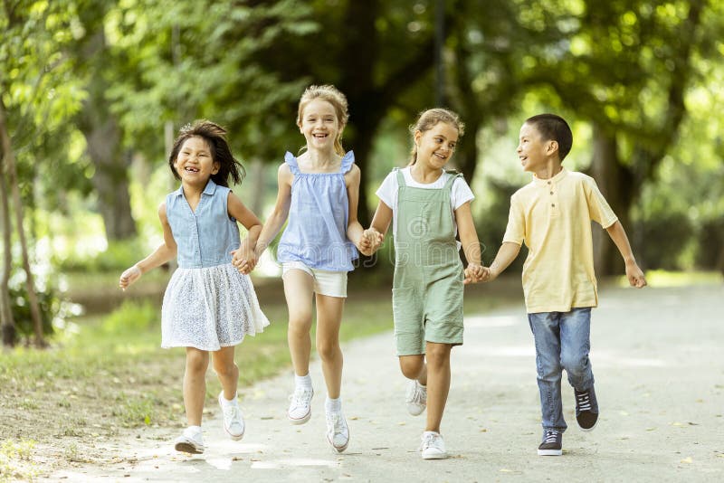Group of Asian and Caucasian Kids Having Fun in the Park Stock Photo ...