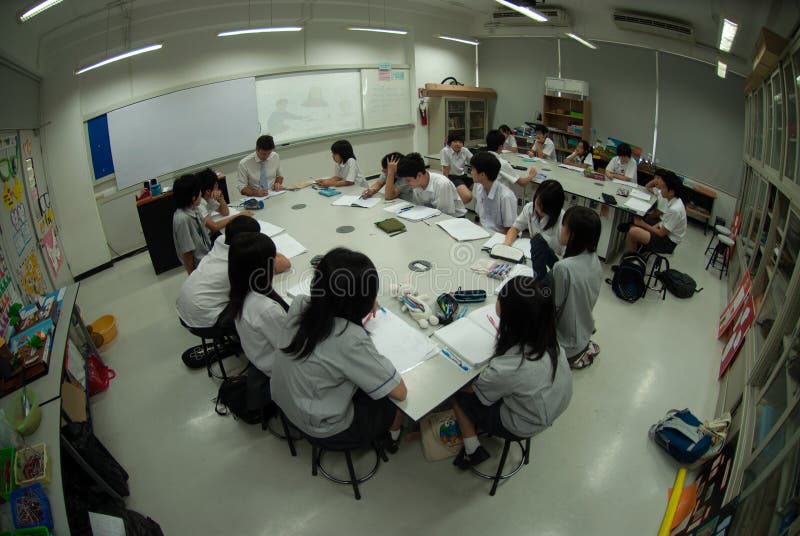 Group of Asian Elementary Students are Learning about Electricity in ...