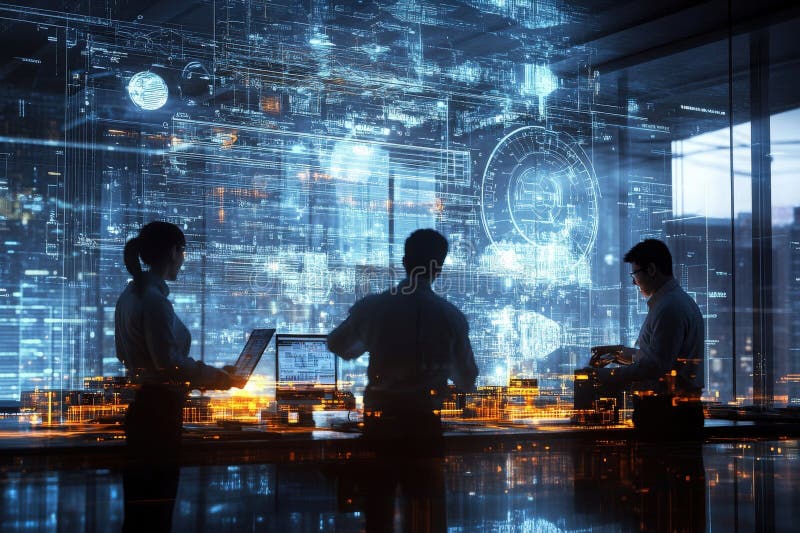 Engineers Collaborating on Technology Projects in a High-tech Workspace ...