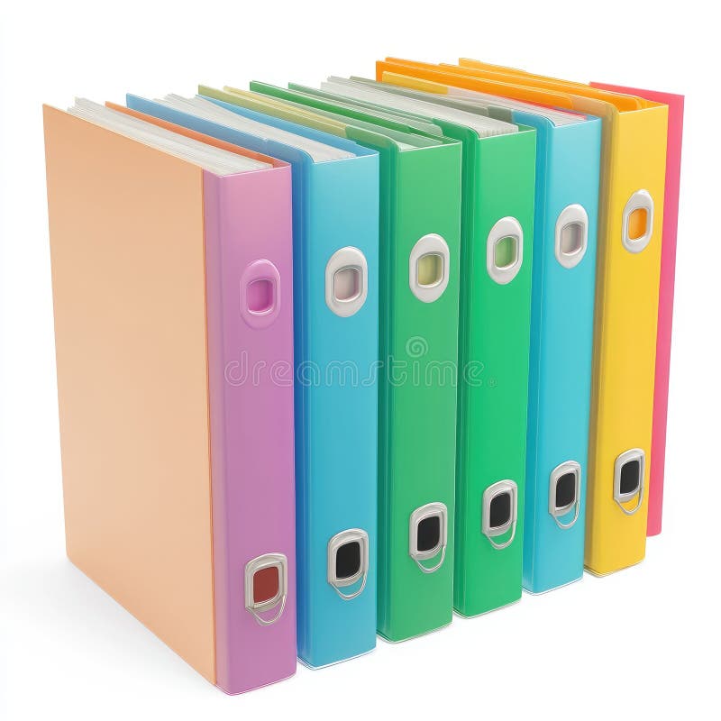 Colorful Office Ring Binders in a Row Stock Illustration - Illustration ...