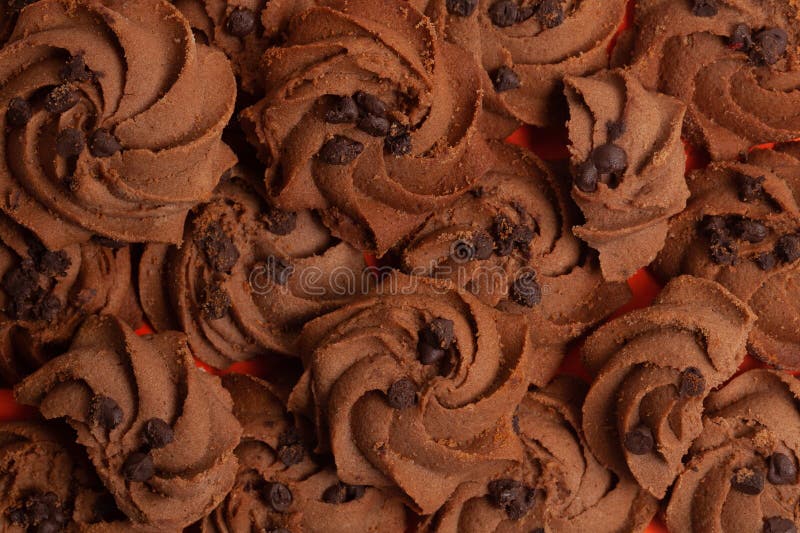 Group of Assorted Dark Chocolate Chip Cookies. Top View Stock Image ...