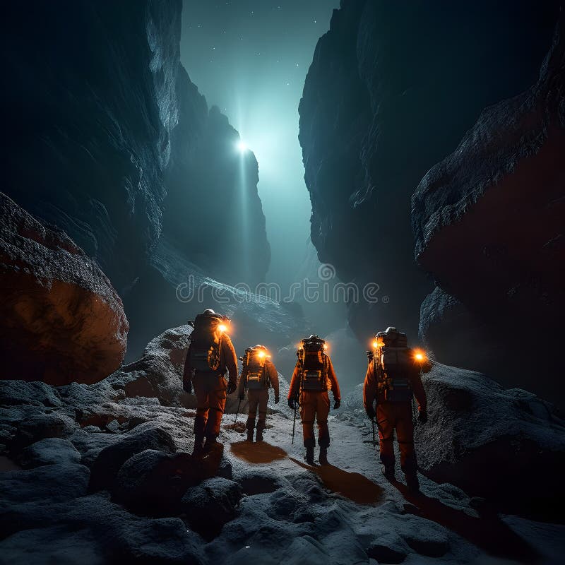 A Group of Astronaut Exploring an Exoplanet Stock Illustration ...