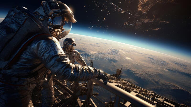 Group of Astronauts in Outer Space Stock Photo - Image of innovation ...