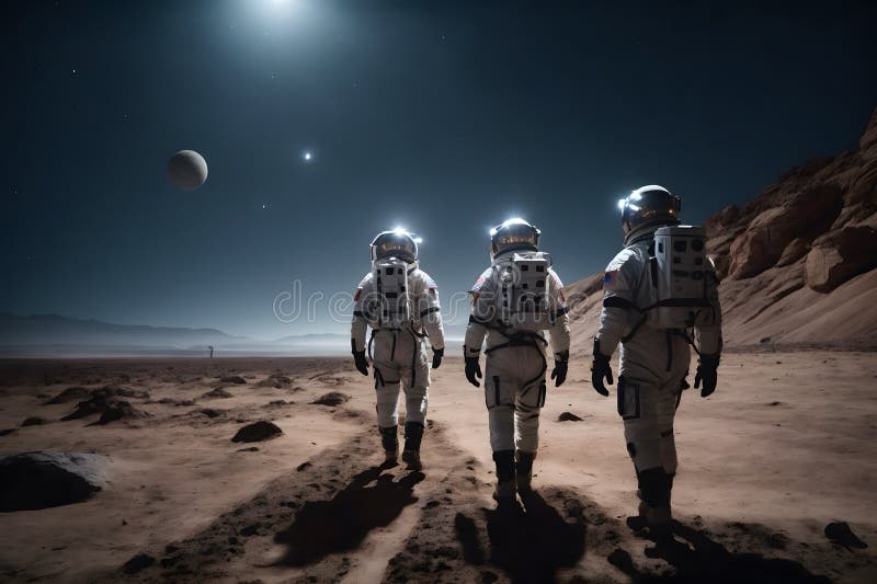 A Group of Astronauts Walking on a Planet Stock Photo - Image of oxygen ...