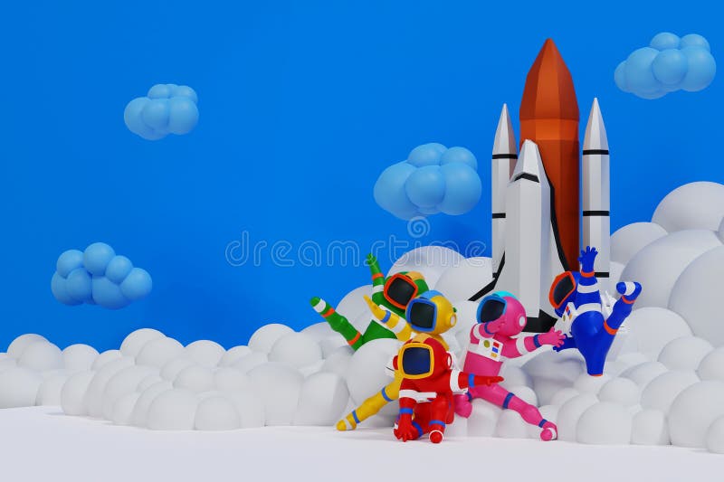 Group of Astronauts Posing Like Superhero Team in Different Poses with ...