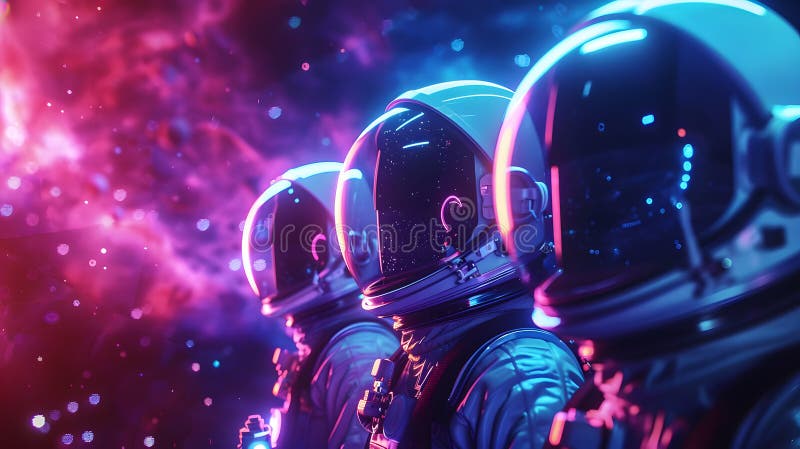 A Group of Astronauts are Standing Next To Each Other in Space Stock ...