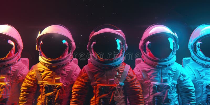 A Group of Astronauts Standing Next To Each Other. Suitable for Space ...