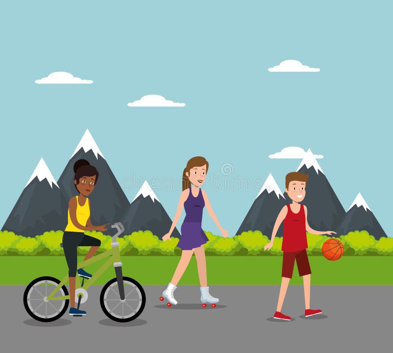 Group of Athletes Practicing Sport Stock Vector - Illustration of ...