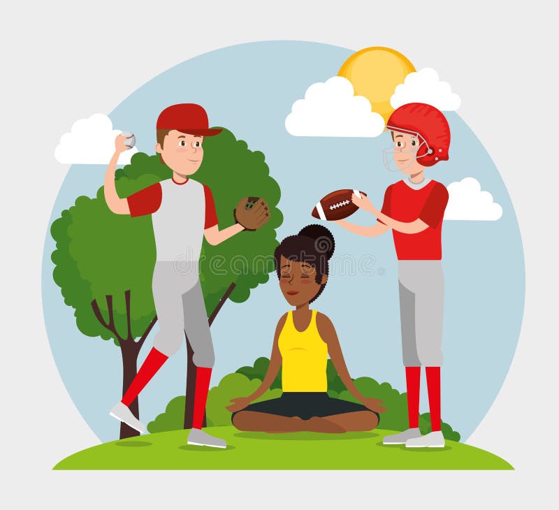 Group of Athletes Practicing Sport Stock Vector - Illustration of ...