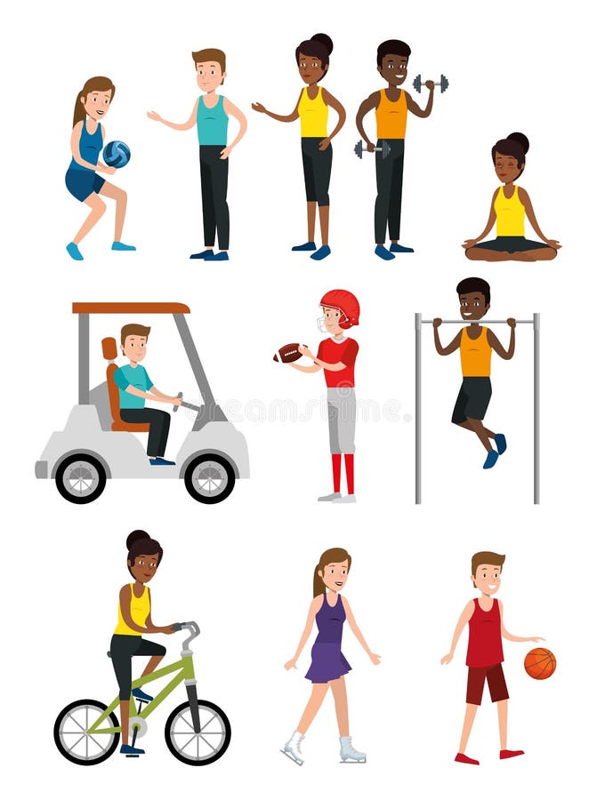 Group of Athletes Practicing Sport Stock Vector - Illustration of ...