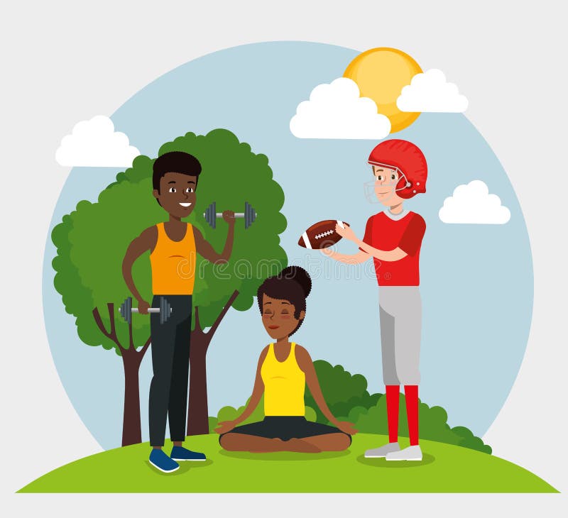 Group of Athletes Practicing Sport Stock Vector - Illustration of male ...