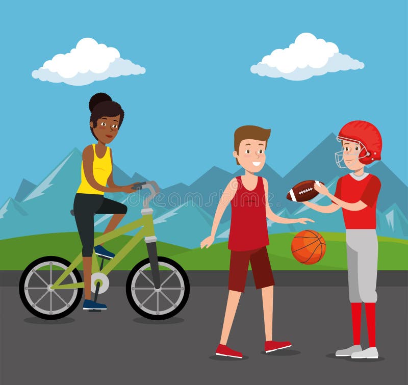 Group of Athletes Practicing Sport Stock Vector - Illustration of ...