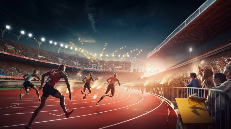 A Group of Athletes Running on a Track. AI Generative Image. Stock ...