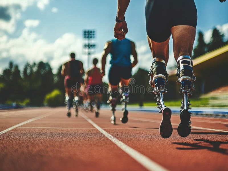 Athletes with Prosthetic Legs Running on a Track during Daytime ...