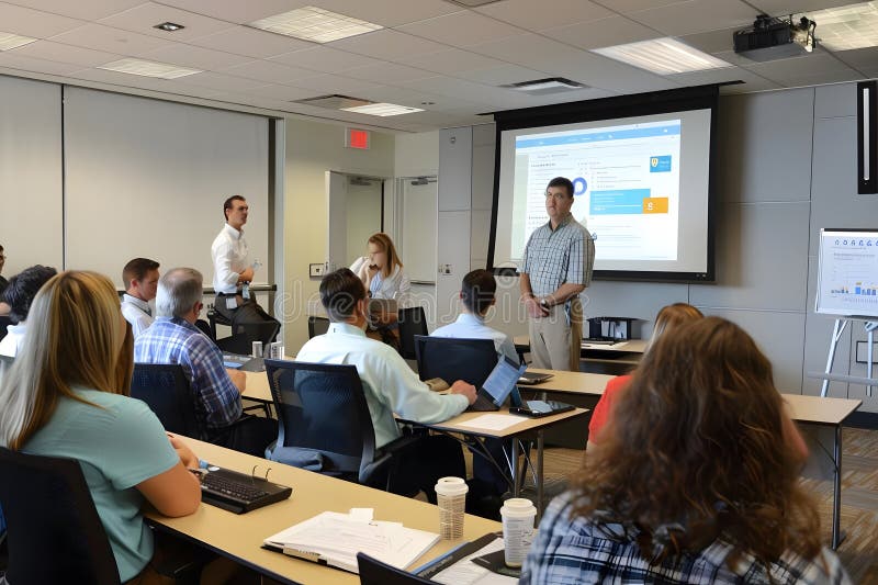 Group of Attendees Actively Participate in Informative Business ...