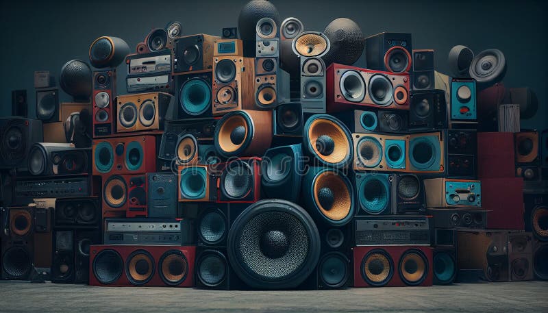 Group of Audio Speakers. Generative Ai Stock Image - Image of ...