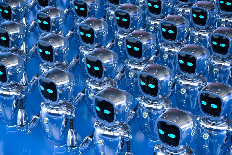 Group of Automation or Assistant Robots Stock Illustration ...