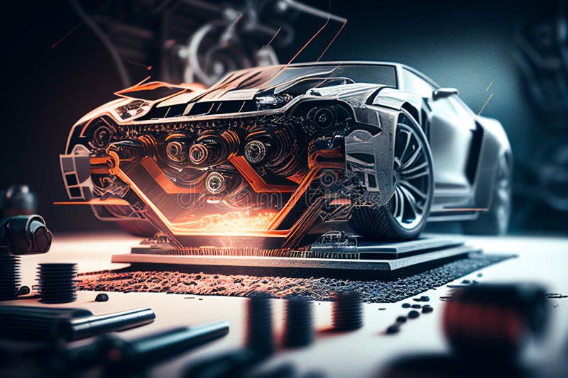 Group of Automobile Design Engineers Working in Virtual Reality 3D ...