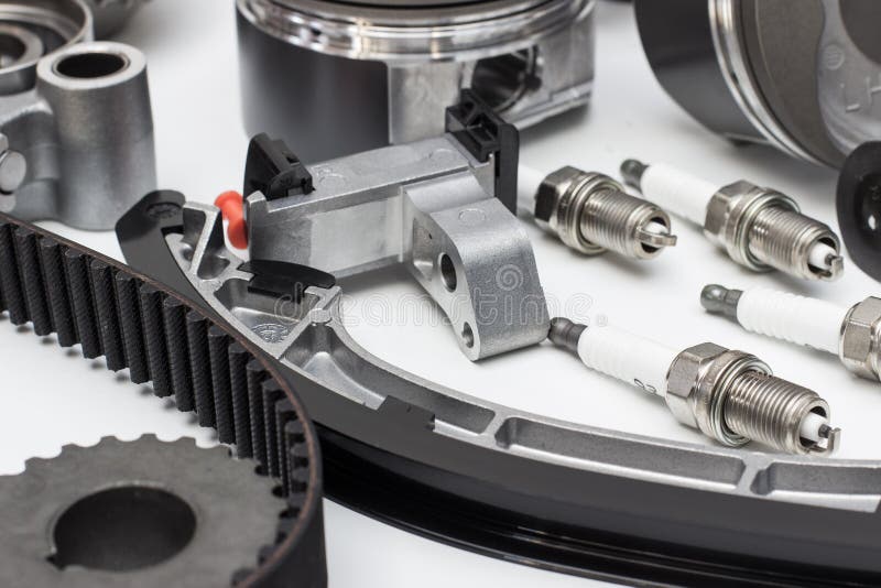 Group Automobile Engine Parts Isolated on White Background Stock Photo ...