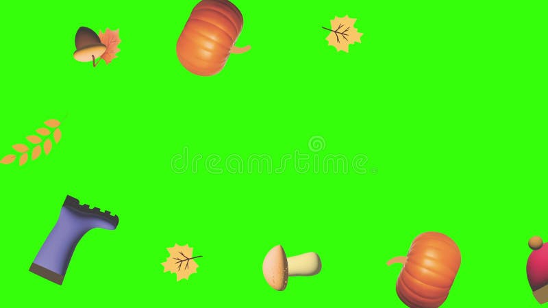 Group of Autumn Elements Objects Animation on Green Screen Stock Video ...