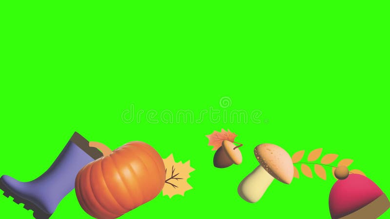 Group of Autumn Elements Objects Animation on Green Screen Stock ...
