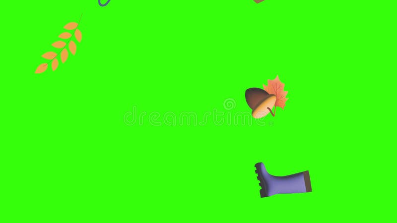 Group of Autumn Elements Objects Animation on Green Screen Stock Video - Video of chroma ...