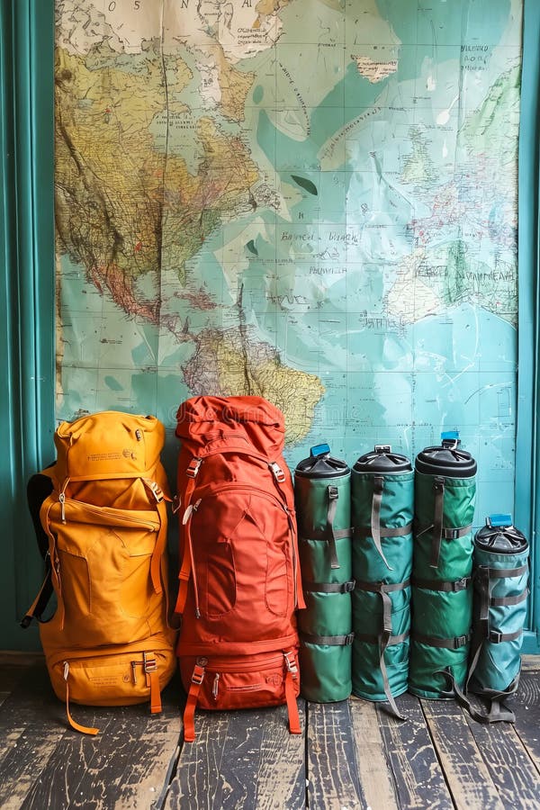 A Group of Backpacks. Generative AI Stock Image - Image of backpacks ...