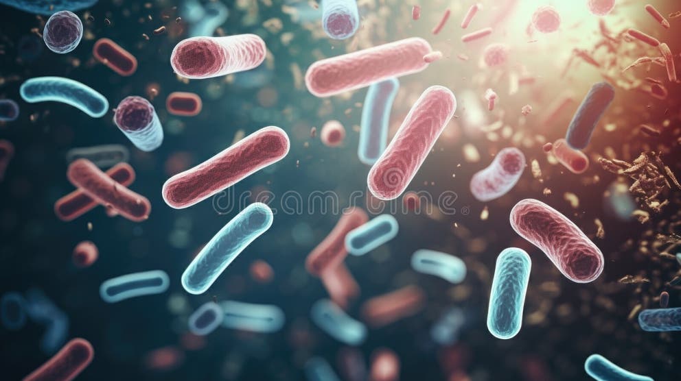 A Group of Bacteria in the Air. Suitable for Science and Health-related ...