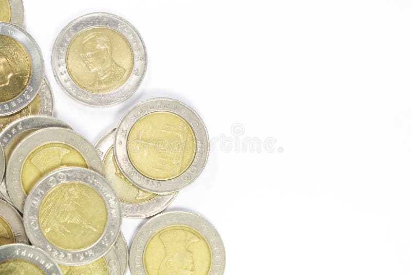 Group of 10 baht coin stock image. Image of bangkok, phra - 39681419