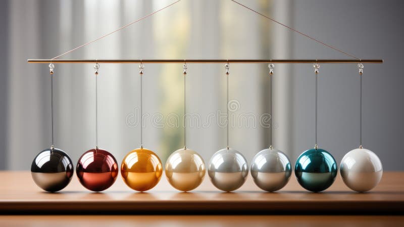 A Group of Balls Hanging from a String on a Table Stock Illustration ...