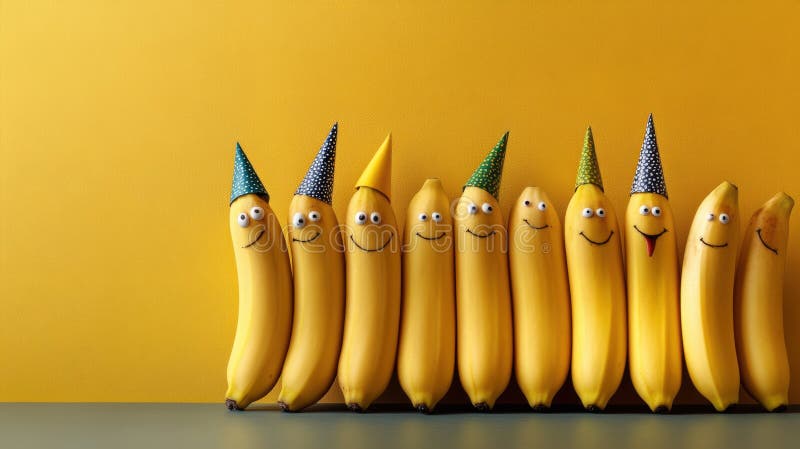 A Group of Bananas with Hats and Faces Drawn on Them, AI Stock Image ...