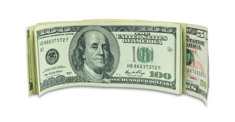 A Group of Banknotes Isolated Stand on White Background with Clipping ...