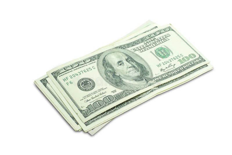 A Group of Banknotes Isolated on White Background with Clipping Path. I ...