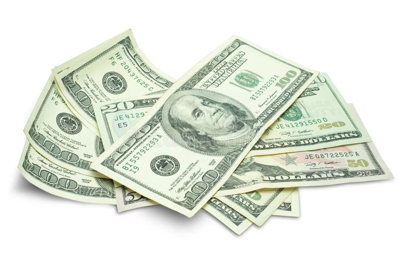 A Group of Banknotes Isolated on White Background with Clipping Path. I ...