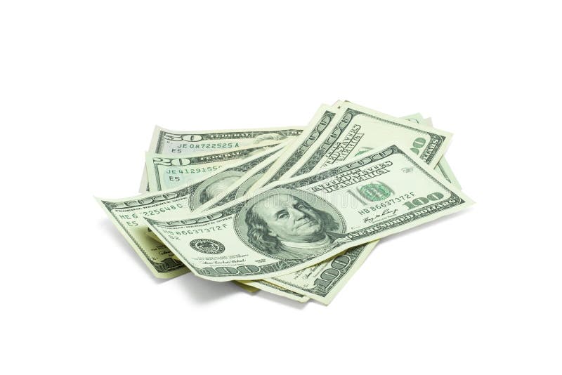 A Group of Banknotes Isolated on White Background with Clipping Path. I ...