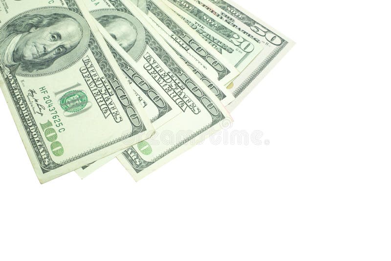 A Group of Banknotes Isolated on White Background with Clipping Path. I ...