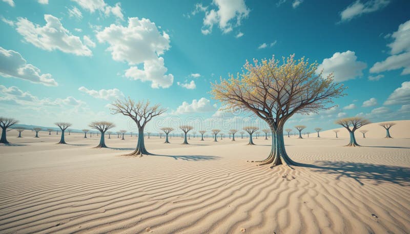 A Group of Bao Trees in the Desert Generated Stock Illustration ...